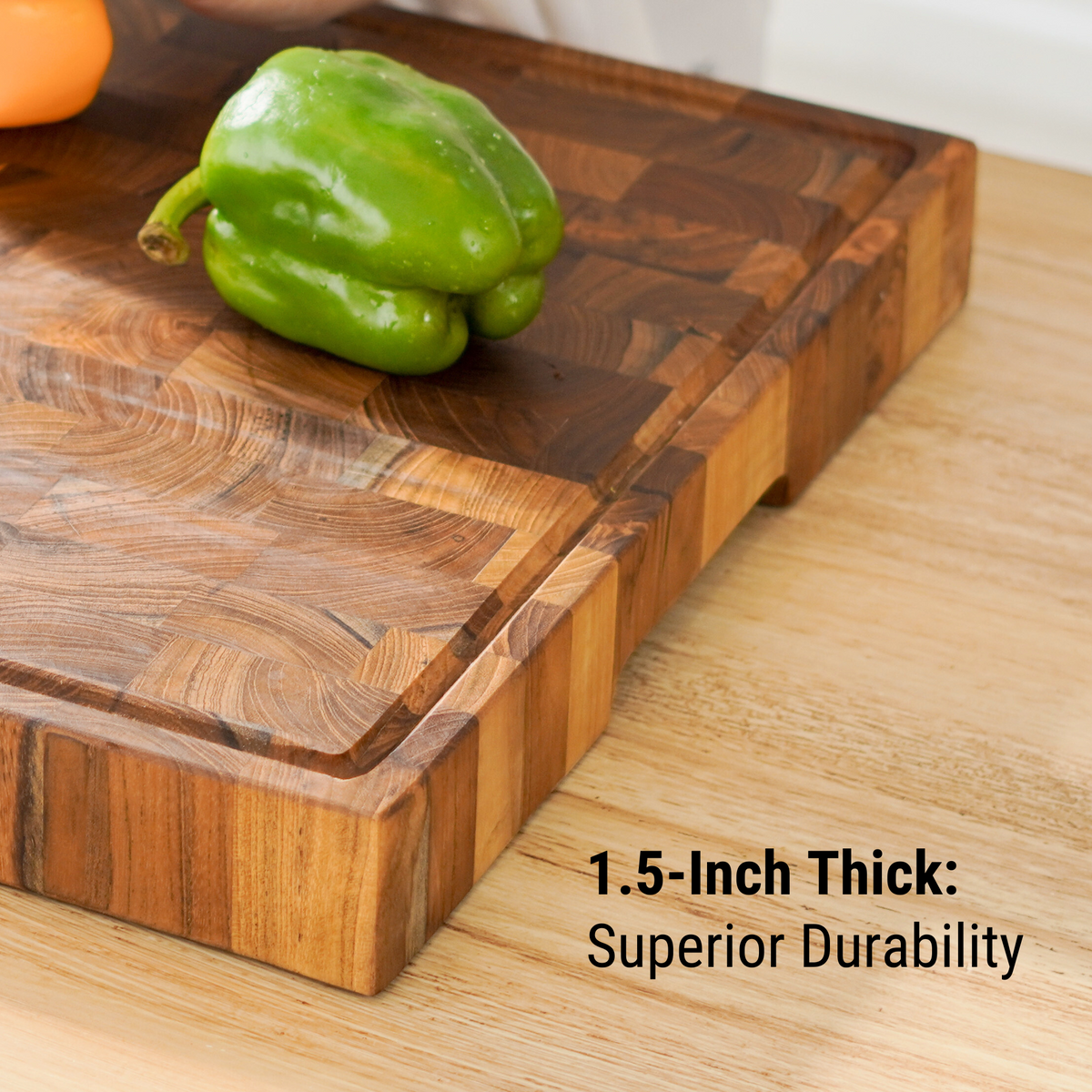Teak Wood End-Grain Cutting Board – 17x13x1.5” Butcher Block | Handmad ...